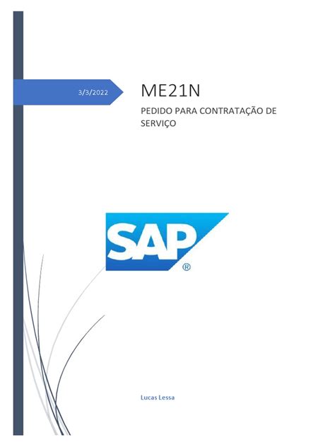 Me21n Criar Pedido Para Contratação De Serviço Pdf Finanças E