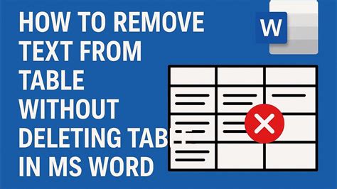 How To Remove All Text Form Table Without Deleting Table In Ms Word Youtube