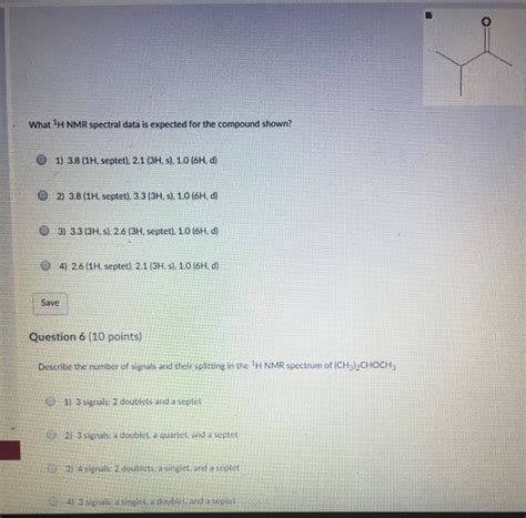 Solved What H NMR Spectral Data Is Expected For The Chegg Com
