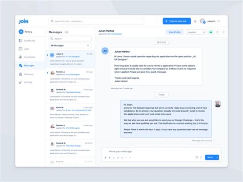 招聘平台 消息 聊天通信轻型工具web应用程序招聘平台清洁消息ux Ui用户界面体验聊天现代创建操作仪表板概述联系人 花瓣网