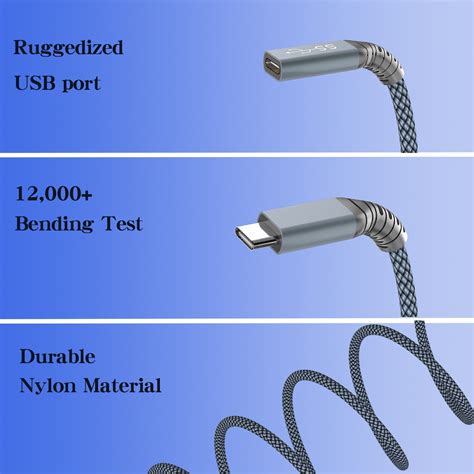 2m USB C Type C Straight Male To Female 10Gbps Extension Cable Grey Alexnld Com