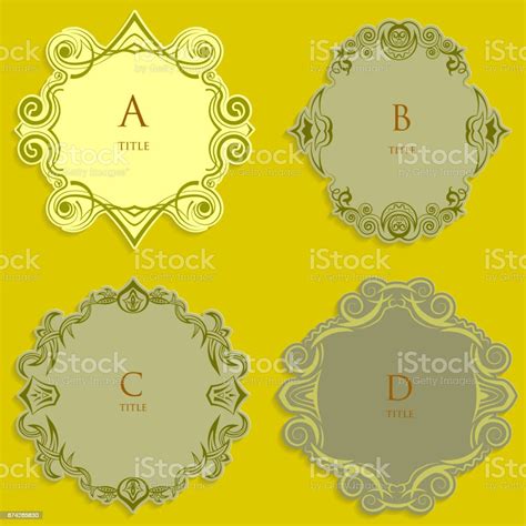 벡터 레이블 비문 붓글씨 장식 종이 이미지 또는 글자 3 차원 효과 대 한 공간을 서식 파일에 대 한 빈티지 프레임을 설정 합니다 개체 그룹에 대한 스톡 벡터 아트 및 기타