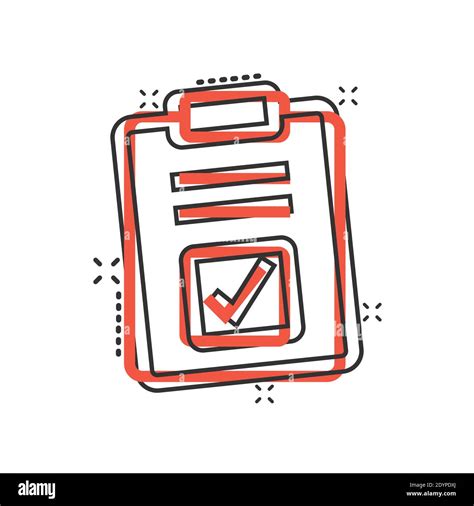 Document Checkbox Icon In Comic Style Test Cartoon Vector Illustration On White Isolated