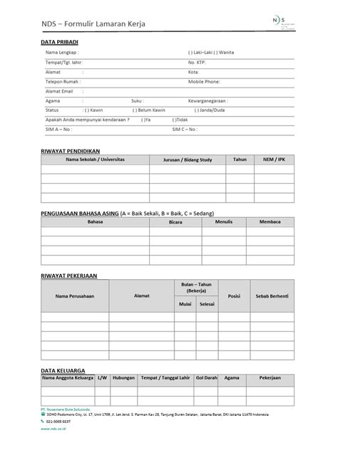 Nds Form Biodata V31 1 Pdf
