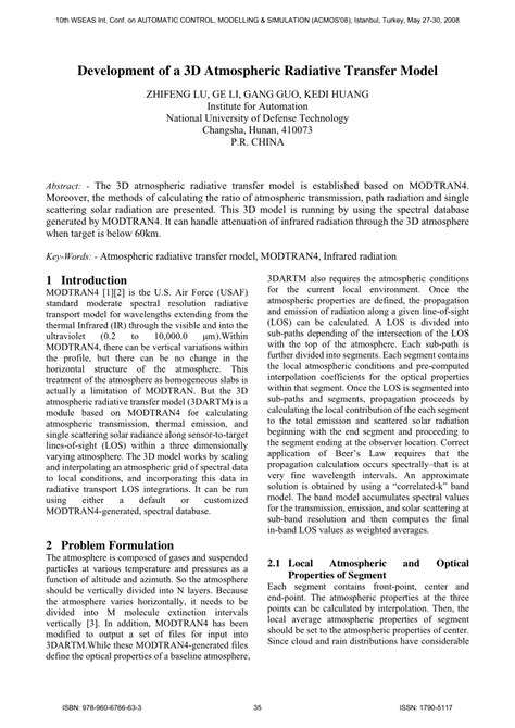 Pdf Development Of A 3d Atmospheric Radiative Transfer Model