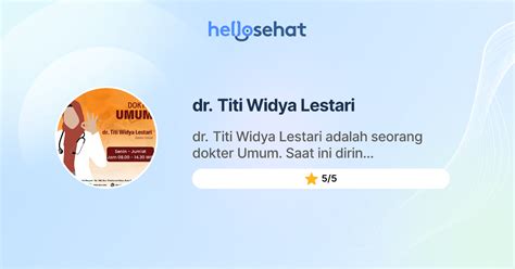 Dr Titi Widya Lestari Dokter Umum Buat Booking Online Hellosehat
