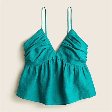 J Crew V Neck Gathered Linen Camisole For Women