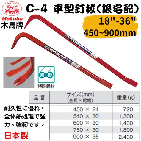 【五金大王】附發票 日本製 木馬牌 Mokuba 釘拔 C 4 18 22 24 30 36 輕型 拔釘器 平型拔釘 蝦皮購物