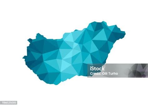 헝가리지도의 단순화 된 파란색 실루엣 벡터 격리 그림 아이콘입니다 다각형 기하학적 스타일 삼각형 모양 흰색 배경 0명에 대한 스톡 벡터 아트 및 기타 이미지 Istock