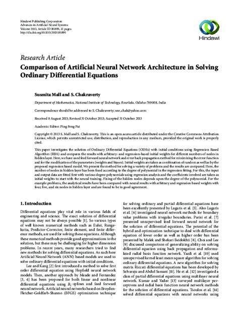 Pdf Comparison Of Artificial Neural Network Architecture In Solving Ordinary Differential