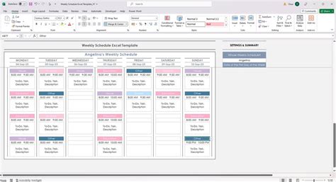 Weekly Schedule Excel Template Weekly Personel Planner Excel Template Editable Excel Planner