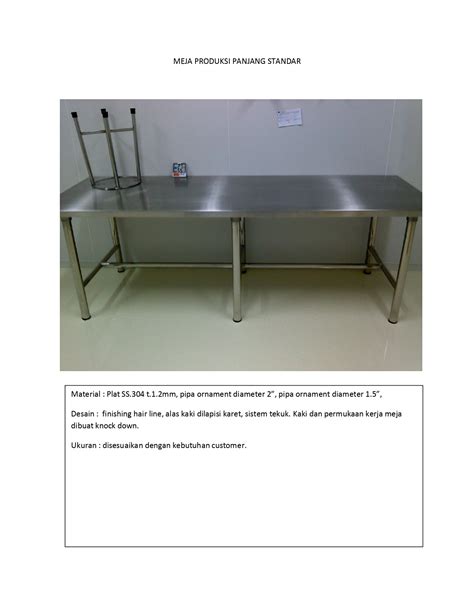Meja Produksi Panjang Standar Airindo Utama