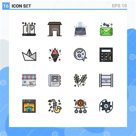 Set Of 16 Vector Flat Color Filled Lines On Grid For Origami Message Article Mail Writer