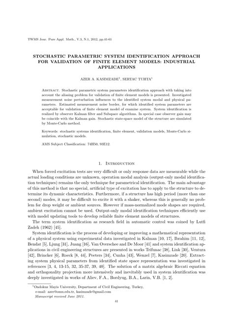pdf stochastic parametric system identification approach for