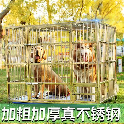 不锈钢加粗厚狗笼子折叠小中大型犬拉布拉多金毛德牧萨摩泰迪柯基 虎窝淘