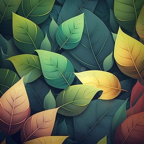 Homogeneous Background Pattern With Beautiful Leaves Stock
