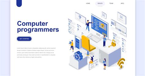 computer programmers isometric landing page graphics envato elements