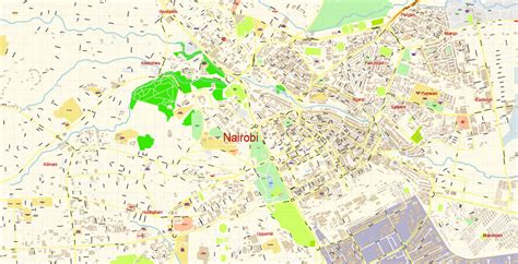 Nairobi Kenya Map Vector Exact City Plan Detailed Street Map Editable