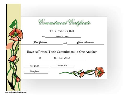 Commitment Certificate Printable Certificate Artofit