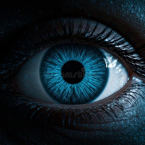 Close Up Of A Human Eye With A Digitally Altered Blue Iris Containing