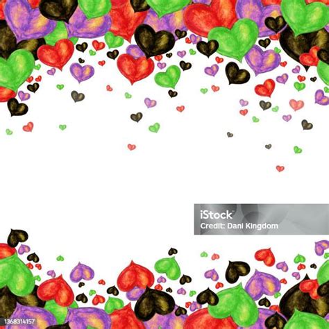 디자인에 대한 컬러 하트의 수채화 템플릿 흰색 배경에 그림 상상에 대한 스톡 벡터 아트 및 기타 이미지 상상 수채화 0명 Istock