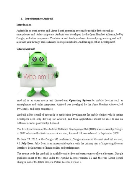 1 Introduction To Android Pdf Android Operating System Java Programming Language