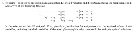 Solved 8 Points Suppose We Are Solving A Maximization Lp