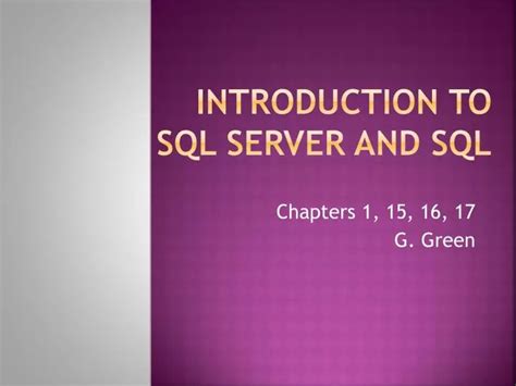 Ppt Introduction To Sql Server And Sql Powerpoint Presentation Free