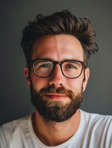 Confident Young Man With Glasses And Beard Portrait Photography