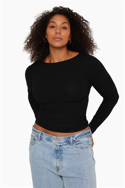 Ribbed Modal Boat Neck Long Sleeve