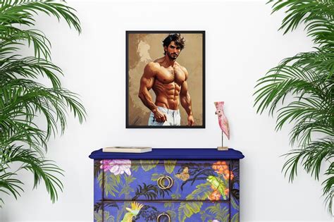 Shirtless Hunk Muscle Male Model Semi Nude Beefcake H602 16x20 Png