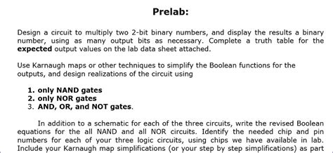 Prelab Design A Circuit To Multiply Two 2 Bit Binary Numbers And Display The Results A Binary