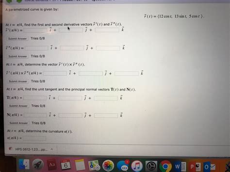 solved a parametrized curve is given by 1 12cos t