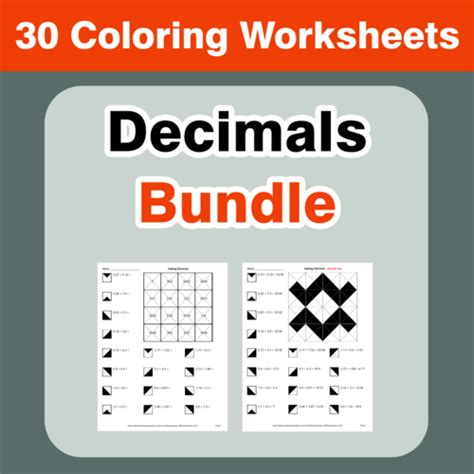 Decimals Coloring Worksheets Bundle Teaching Resources