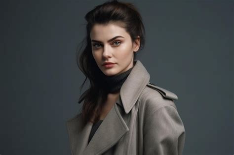 Premium Ai Image Fashionable Woman On Grey Background
