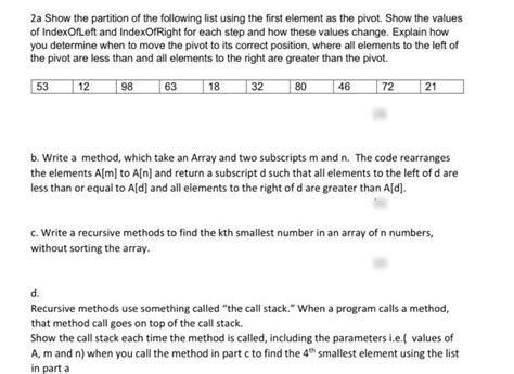 2a Show The Partition Of The Following List Using The