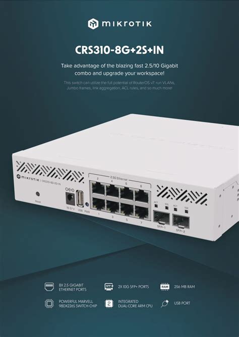 Mikrotik Crs310 8g 2s In Cloud Router Switch 8x 2 5gb 2x Sfp Devicedeal