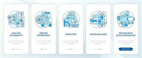 Inclusive Travel Blue Onboarding Mobile App Screen Barrier Free Walkthrough 5 Steps Editable