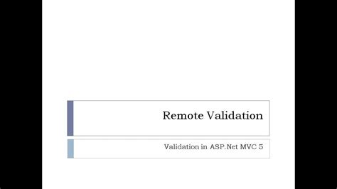 40 Remote Validation In Mvc Youtube