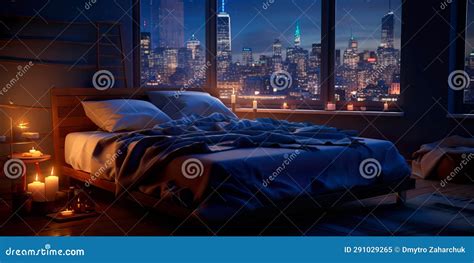 Bedroom Area In A Studio Apartment With A Low Profile Platform Bed Minimalist Bedding And Soft