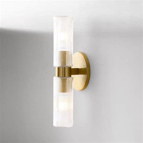 Weston Fluted Glass Double Short Indooroutdoor Sconce 16 West Elm