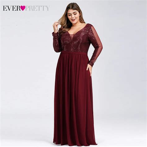 82 Long Sleeve Plus Size Long Sleeve Burgundy Prom Dresses