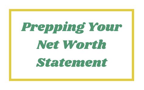 Expert Call Prepping Your Net Worth Statement October 17th