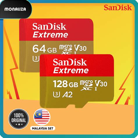 Sandisk Extreme Microsdxc Uhs I Card 128gb 64gb A2 No Adapter Shopee Malaysia