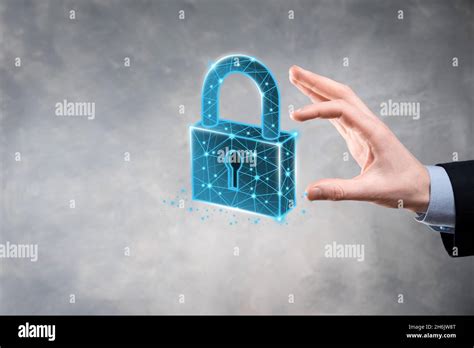 Cyber Security Network Padlock Icon And Internet Technology Networking Businessman Protecting