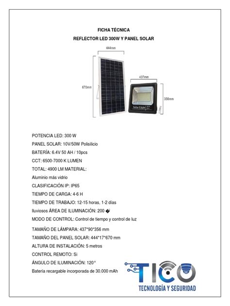 Ficha Técnica Reflector 300w Pdf