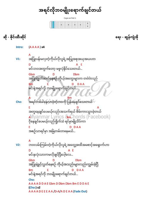 Myanmar Lyrics Song Lyrics And Chords Guitar Chords And Lyrics Guitar Chords For Songs