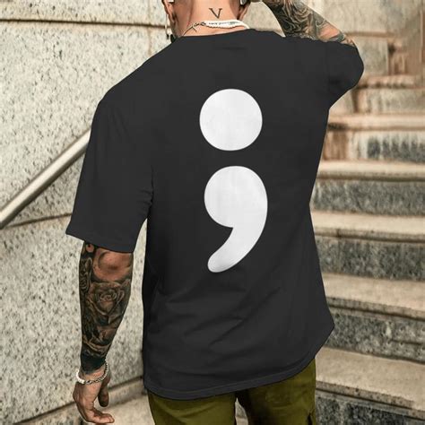 Semicolon Mental Health Matters Awareness Month Mens T Shirt Back