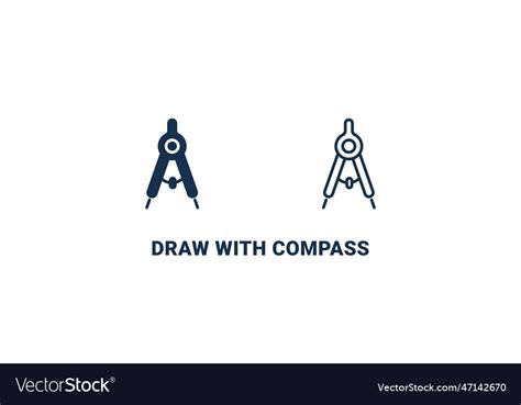 Draw With Compass Icon Outline And Filled Draw Vector Image