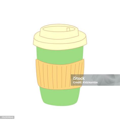 종이 커피 컵 벡터 일러스트 레이 션 에서 만화 스타일 에서 Mordern Green Color 0명에 대한 스톡 벡터 아트 및 기타 이미지 Istock